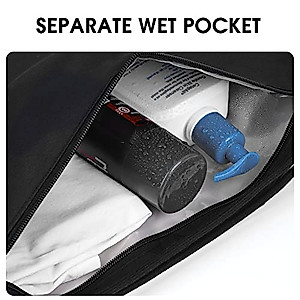 WANDF Drawstring Backpack Sports Gym Bag with Wet Compartment, Water-Resistant String Bag Cinch Bag for Women Men (Black)