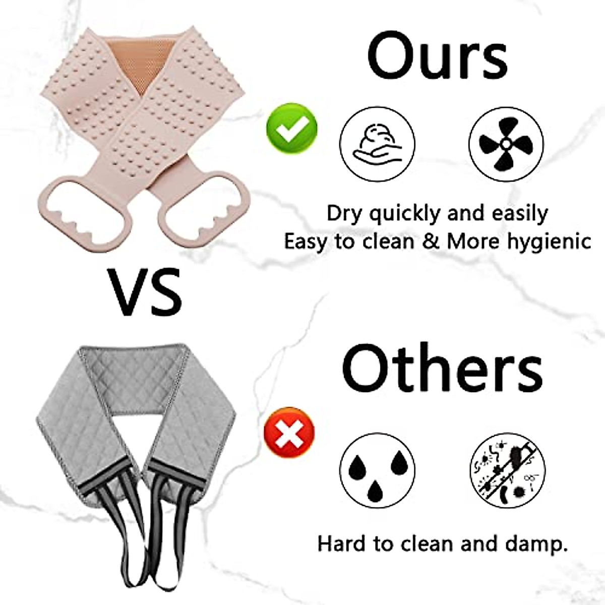 BAIMEI Shower Silicone Back Scrubber, Handle Body Washer, Exfoliating Texture Scrubbing Pad for Shower (Pink)