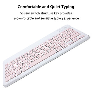 Rechargeable Bluetooth Keyboard and Mouse Combo Ultra-Slim Portable Compact Wireless Mouse Keyboard Set for Android Windows Tablet Cell Phone iPhone iPad Pro Air Mini, iPad OS/iOS 13 and Above (Pink)