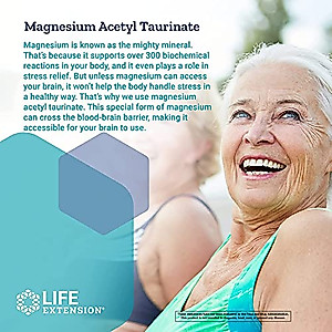 Life Extension Calm-Mag - Bioavailable Form of Magnesium Acetyl Taurinate Supplement for Relaxation and Stress Management - Gluten Free, Non-GMO, Vegetarian - 30 Capsules