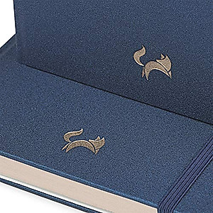 Jumping Fox Design Premium A5 Lined Journal Hardcover Notebook, Medium 5.6 x 8.4 inches, 100gsm Quality Paper, Numbered Pages, Inner Pocket, Unique Leatherette, Twilight Blue