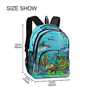 ALAZA Sea Turtle Coral Reef with Ship Wreck Travel Laptop Backpack College School Computer Bag for Boys Girls