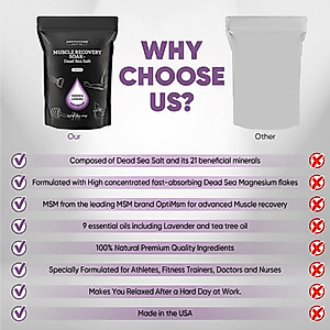 Aromasong Muscle Recovery Bath Soak with Dead Sea Salt, OptiMSM, Magnesium Flakes & Essential Oils for Post Workout Soreness - Made in USA - 14 oz. Bag Bath Salt for Pain Relief.