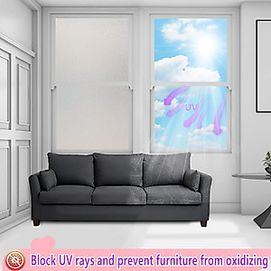 Window Privacy Film Frosted Glass Window Film, Heat Control Non-Adhesive Static Cling Decorative Opaque UV Blocking Window Films for Home Bathroom Office (Pure, 35.4”×78.7”)