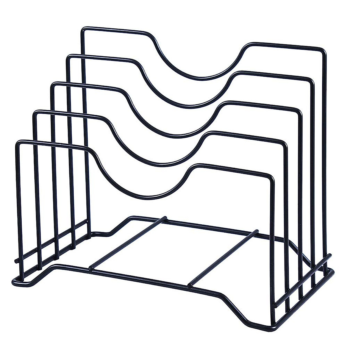 Cutting Board Holder Pot Lid Organizer Rack can hold up to 1.18 inches thick Cutting Board,Bakeware,Baking Tray,Pan,Lid and Book (Black)