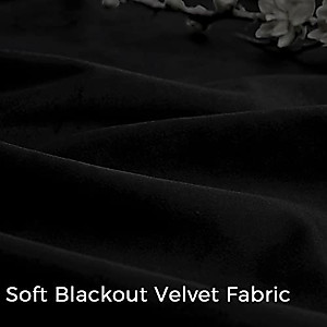 Topfinel Black Blackout Velvet Curtains 90 inches Long for Living Room, Grommet Brightens Thick Vertical Backdrop Drapes for Cinema/Room Dividers, W52 x L90 Each Panel, 2 Panels