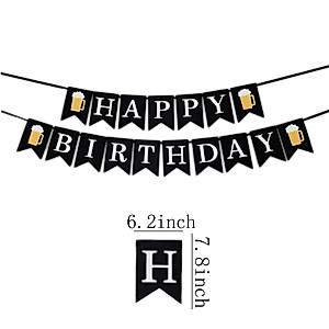 Black Happy Birthday Banner Beer Birthday Decorations Versatile Swallowtail Bunting Flag Garland