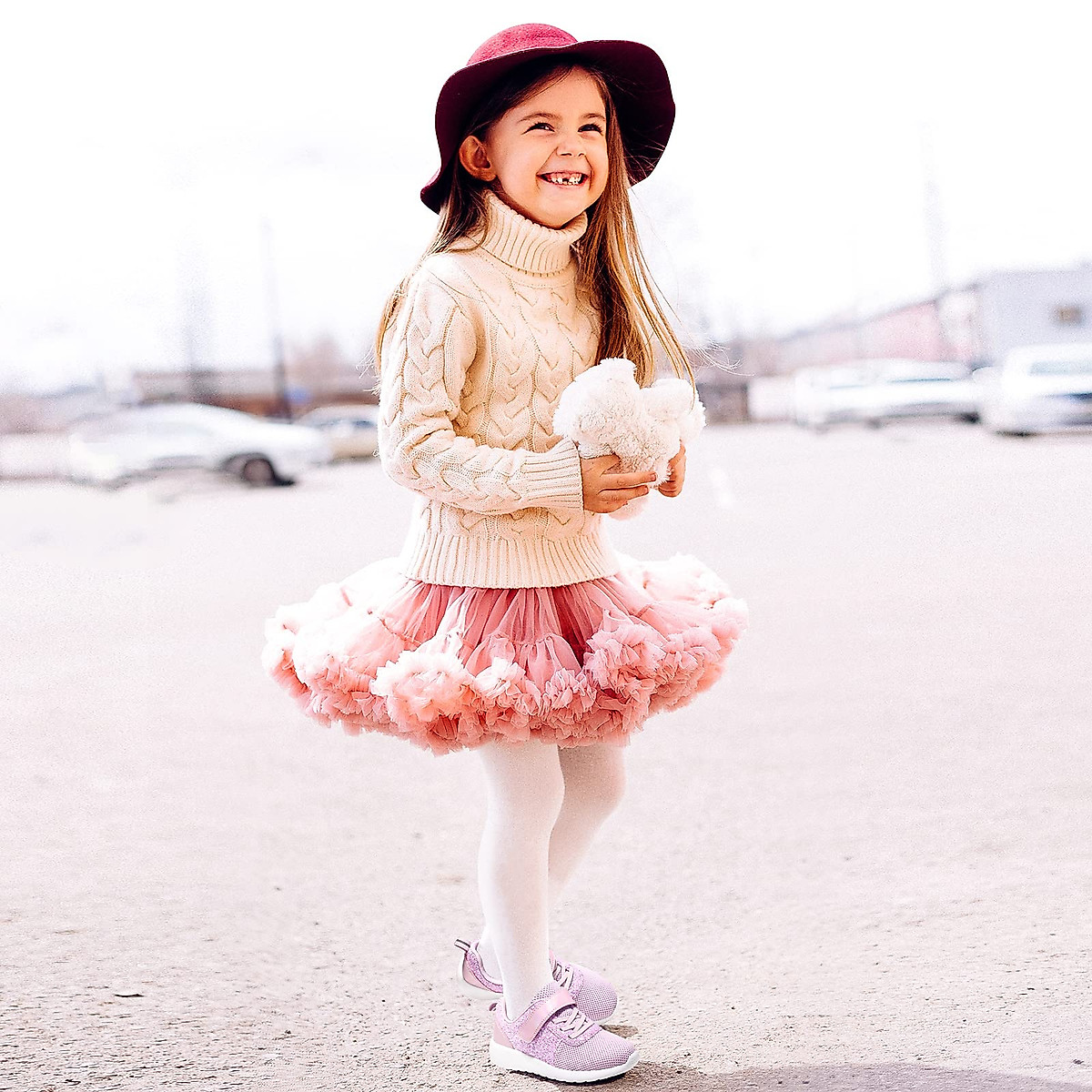 Harvest Land Kids Glitter Tennis Shoes Slip-On Toddler Fashion Sneakers Running Shoes with Woven Breathable Sports Shoes for Girls Hook-Loop Outdoor Casual, Purple, US2