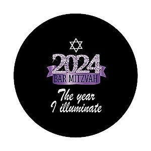 2024 Bar Mitzvah Quote Festive Black Purple Decor PopSockets Standard PopGrip