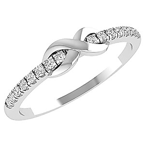 Dazzlingrock Collection Round White Diamond Forever Promise Infinity Wedding Band for Women (0.12 ctw) in 925 Sterling Silver, Size 5.5