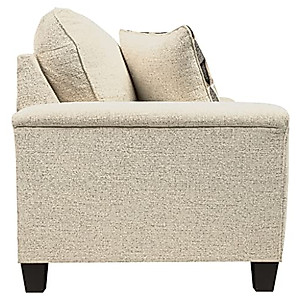 Signature Design by Ashley Abinger Chenille Contemporary Loveseat with 2 Accent Pillows, Beige