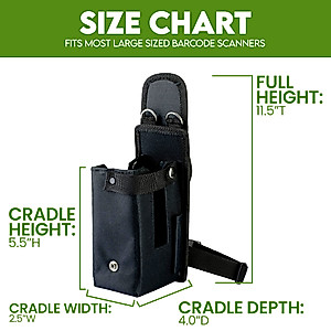 e-Holster Barcode Scanner Holster (Large), Ballistic Nylon Carrying Case Pouch for Pistol-Grip Mobile Computers, with Belt Clip, Belt Loop, Shoulder Strap, for Zebra MC9300, MC9200, MC9500