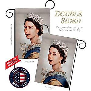 Queen Elizabeth II Flag We Miss You Garden Flag Set Wood Dowel Sweet Life Sympathy Remembrance Memorial Bereavement Love Support Emotion Postive House Banner Small Yard Gift Double-Sided, Made in USA