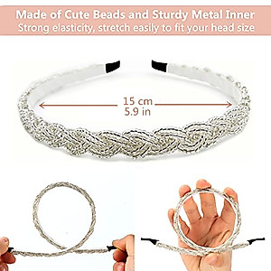 bodbop XINGZHE Crystal Hair Band for Women Headband Fashion Hair Bands Girls Beads Head Hoop Clips Metal Beaded Hairband Beauty Care Elegant Bling Headwear Accessory Wedding Bride