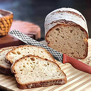 Luxury Kitchen Knife Block Set - with 6 Stainless Steel Knives, Chef Quality Utensils with Santoku, Paring, Carving, Utility, and Bread Knife Cutlery, Precision Sharp Blades, All-Purpose Use Red Set