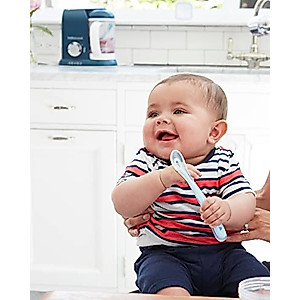 BEABA Baby's First Foods Spoon Set, Original Silicone Baby Spoons, Baby Essentials, Baby Spoons, Pack of 4 Baby Gift Set, BPA Lead & Phthalate Free, Rain