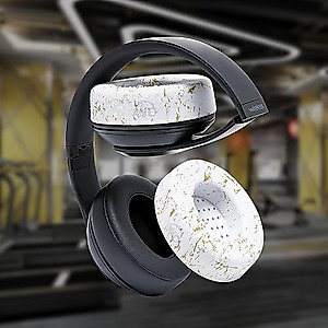 WC SweatZ Protective Earpad Covers Made by WC | Fits Beats Studio 3 & 2 (Does Not Fit Beats Solo) / Bose QC35 & 35II / Bose 700 & More | Sweatproof & Easily Washable | Gold Marble