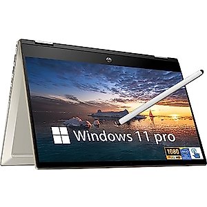HP Pavilion 2-in-1 Business Laptop, 14 inch FHD Touch Screen, Intel Core i5-1135G7, Windows 11 Pro, 16GB DDR4 RAM, 1TB SSD, Fingerprint Reader, Type-C, Micro SD, Warm Gold, PCM