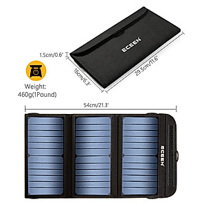 ECEEN Portable Solar Charger, 20W Solar Panel Charger for Cell Phone with Dual USB Output Waterproof Foldable Camping Solar Pnaels Survival Emergnecy Kit for Tablet GPS iPhone Camera & USB Devices