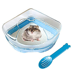 PINVNBY Hamster Bathroom Gerbil Plastic Sand Dry Bath Container Small Animal Sauna Toilet Sandbox  with Scoop for Hamster Gerbil Rat Mice and Small Animal