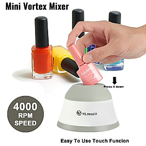 Mini Vortex Mixer Shaker YSJWAER - 4000rpm Touch Function Vortex Shaker for Nail Polish Acrylic Paint Science Lab Eyelash Adhesives