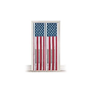 Patriotic American Flag Pattern Quick Install Mesh Magnetic Screen 40” x 85.5” - Helps Keep Bugs & Insects Out - Perfect for Single Doors Leading to Your Porch or Patio - Folds for Easy Storage