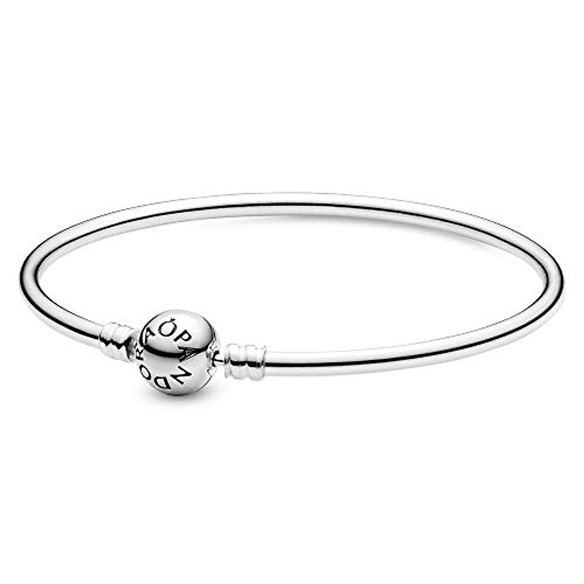 Pandora Moments Sterling Silver Ball Clasp Bangle for Women - Compatible Moments Charms - Bangle Charm Bracelet - Gift for Her - 6.7"