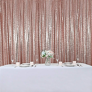 Hahuho Rose Gold Sequin Backdrop Curtain, 4PCS 2FTx8FT Glitter Backdrop Curtain for Parties, Christmas, Wedding, Party Decoration（4 Panels, 2FT x 8FT, Rose Gold