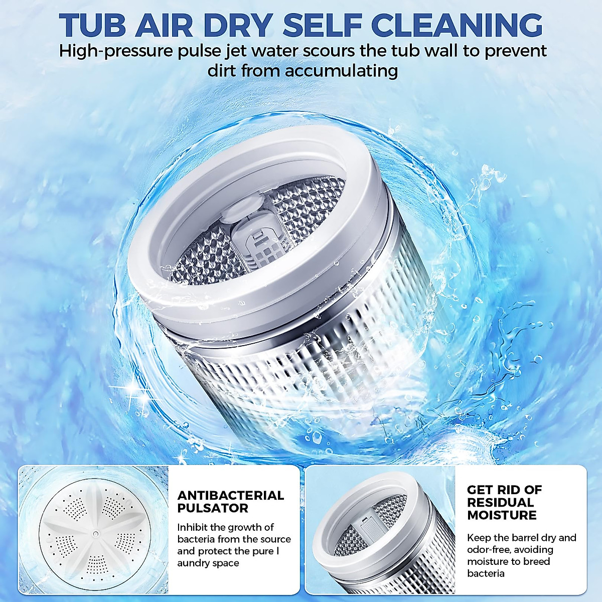 Nictemaw Portable Washing Machine, 17.8Lbs Capacity Full-Automatic Portable Washer, 2.4Cu.ft Washer and Dryer Combo with Drain Pump, 10 Programs 8 Water Levels Compact Laundry Washer for Apartment RV