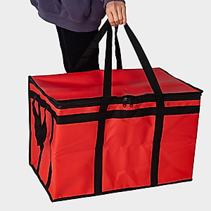 IVONNEY Insulated Food Delivery Bag, XXXL Food Warmer Bag, Commercial Catering Bag, Cooling Bag, Meal Delivery Bags, Thermal Bags for Hot Food - Insulated Reusable Grocery Bags (4 Pack, Red)