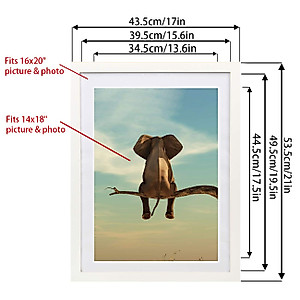 IOOSTAR 16x20 Diamond Painting Picture Frame ， Display Pictures 14 x 18 inch/35x45 cm with Mat or 16 x 20 inch/40x50 cm Without Mat ， Diamond Art Frame Wood White (YNCK0052)