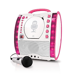 Singing Machine SML343BTP Portable CDG + Bluetooth Karaoke System with LED Disco Lights and Microphone