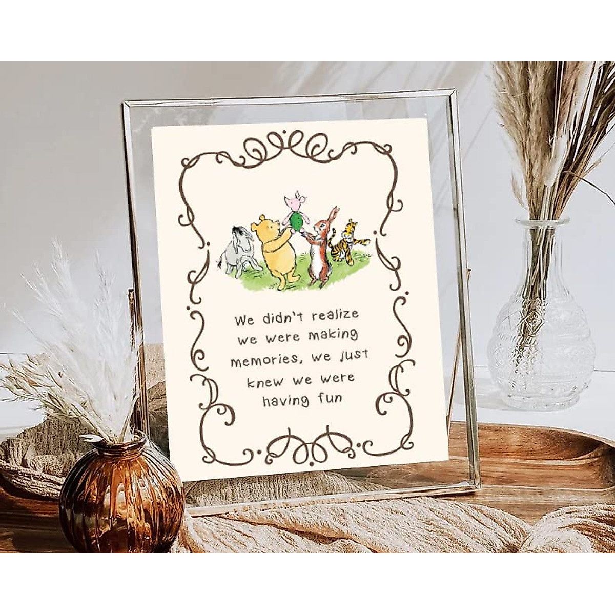 Unbala Classic Winnie Wall Decor Pooh Bear Quotes Prints Pattern A, 5x7 Inch Adorable For Baby Shower Decorations Nursery Art Birthday Centerpiece