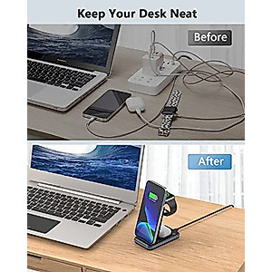 Wireless Charger, 3 in 1 Fast Wireless Charging Station, Wireless Charging Stand Dock 18W Foldable for Apple Watch SE/7/6/5/4/3/2 AirPods 3/2/Pro iPhone 13/12/11/Pro/XS/Xs Max/XR/X/SE/8/8 Plus