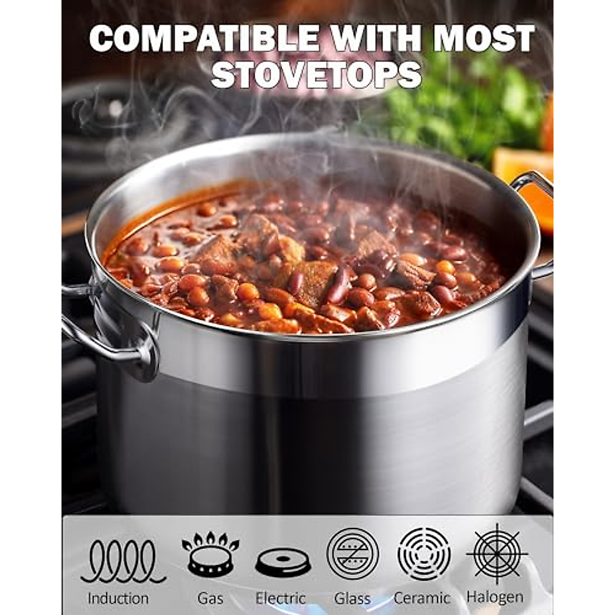 Cooks Standard 02616 Professional Grade Lid 30 Quart Stainless Steel Stockpot, Silver