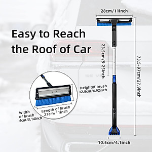 YSMJ Snow Brush and Car Ice Scraper, Telescoping Ice Scraper, Foam Grip, Heavy Duty Snow Remover for Cars, 270° Pivoting Snow Scraper Brush for Car Windshield