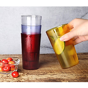 New Star Foodservice 46281 Tumbler Beverage Cup, Stackable Cups, Break-Resistant Commercial SAN Plastic, 12 oz, Blue, Set of 12