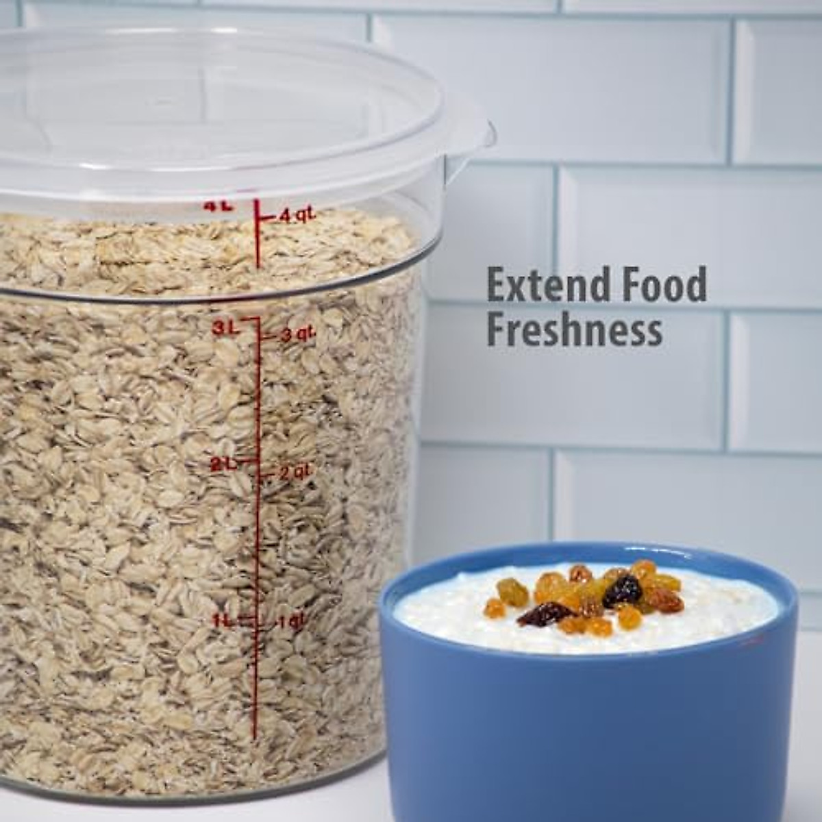 Cambro Food Storage Container with Lid (2 Pack) - Round Series - 4 QT (Quart) - Commercial Grade for Food Prep (Clear)