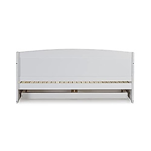 Alaterre Furniture Harmony Wood Daybed, Single, White Brazilian Pine Trundle Bed for Sleepovers with Kids, 2 Pull-Out Drawers, 220lbs Weight Capacity, Twin-Size Bed, Modern, Sturdy, Durable