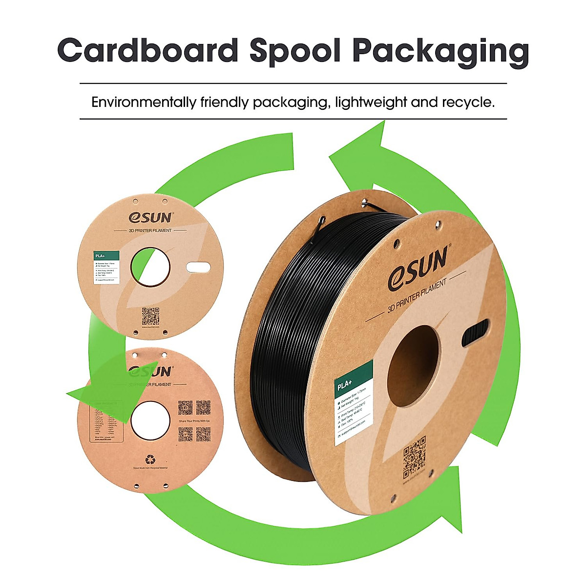 eSUN PLA+ Filament 1.75mm, 3D Printer Filament PLA Plus, Dimensional Accuracy +/- 0.03mm, 1KG Spool (2.2 LBS) 3D Printing Filament for 3D Printers, Black