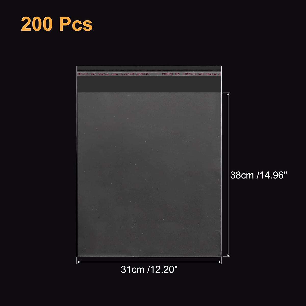 uxcell 200Pcs Clear Cello Bags, 12" x 15" Plastic Self Sealing OPP Cello Treat Bags Cello Poly Bags for Packing Cookies Candy Jewelry Gifts, Clear