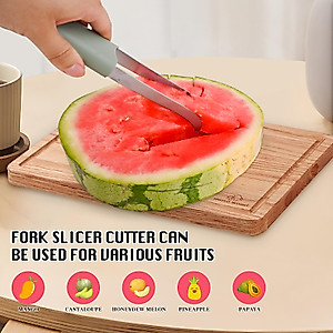 Watermelon Fork Slicer Cutter,3-in-1 Watermelon Cutter Slicer Tool, Stainless Steel Watermelon Popsicle Cutter Tool,Melon Cutter Knife Portability Fruit Fork for Camping Kitchen Gadgets