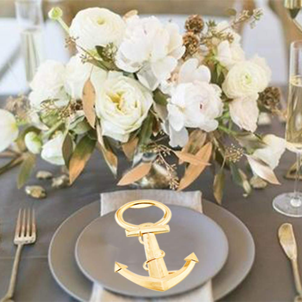 Bodosac Awtlife 30 Pcs Gold Anchor Bottle Openers Baby Shower with Bag Gifts for Guests Wedding Party Favors