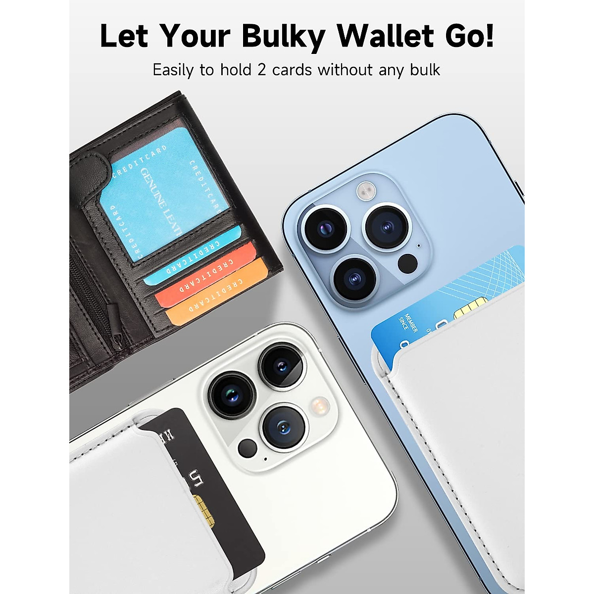 Magnetic Card Wallet Holder with MagSafe for iPhone 15 Pro Max/15 Pro/15 Plus/15,for iPhone 14 Pro Max/14 Plus/14 Pro/14, for iPhone 13 Pro Max/13 Pro/13/13 Mini, for iPhone 12/12 Pro/12 Max,White