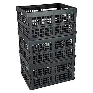 Idotry 3-PACK 15 L Plastic Stacking Folding Storage Crates, Stackable Collapsible Storage Basket