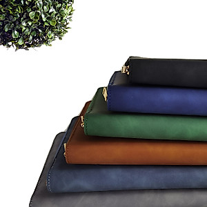 A5 Binder Case PU Leather Portfolio Budget Binder Refillable Notebook Planner Cover with Zipper 6 Rings Money Document Organizer for Business Interview (Green)