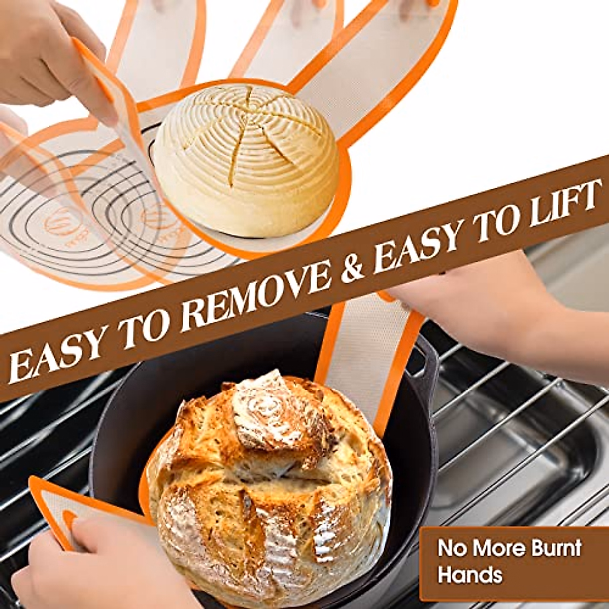 Sourdough bread baking supplies,Sourdough Starter Kit,10 inch Oval & 9 inch Round Banneton Bread Proofing Basket with Linen Liner, sourdough bread essentials tools,Round and Oval Silicone Bread Sling