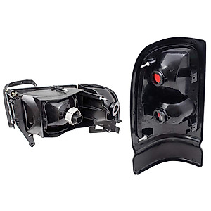 Brock Replacement Set Headlights with Corner Lamp and Tail Lights Smoked Back Up Lens