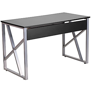 Flash Furniture Salvador Black Computer Desk with Pull-Out Keyboard Tray and Cross-Brace Frame