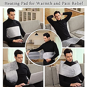 Lumbar Heating Pad for Back Pain Relief,55" x 12" XL Electric Electric Heat Pads with Belt,with 6 Heat Level Settings,4 Time Settings, Auto Shut Off (Light Grey)